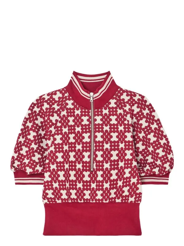 Dries Van Noten Ribbed Jacquard Sweater With Geometric Polka Dots - Red