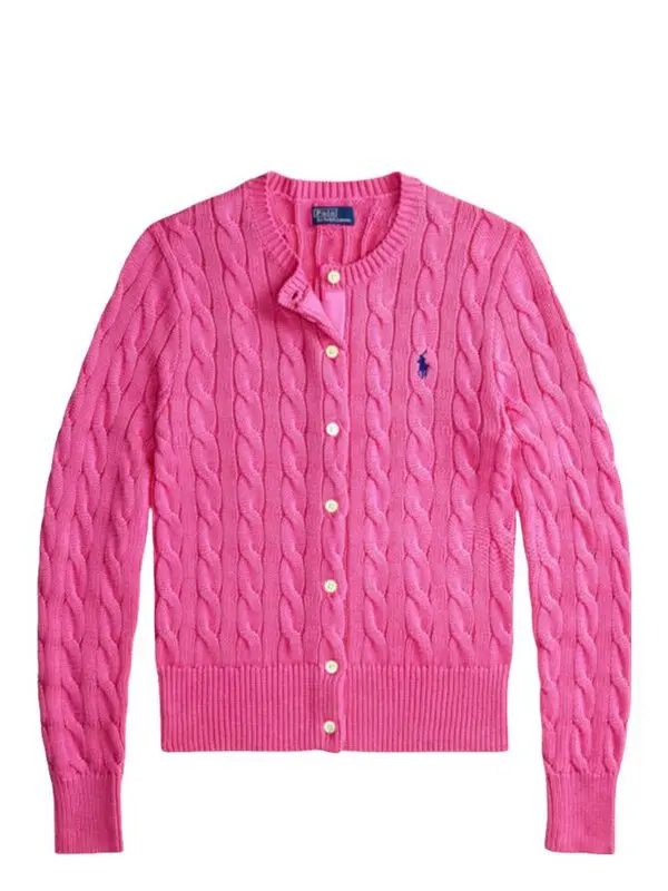 Polo Ralph Lauren Cable Knit Cotton Cardigan - Fuchsia