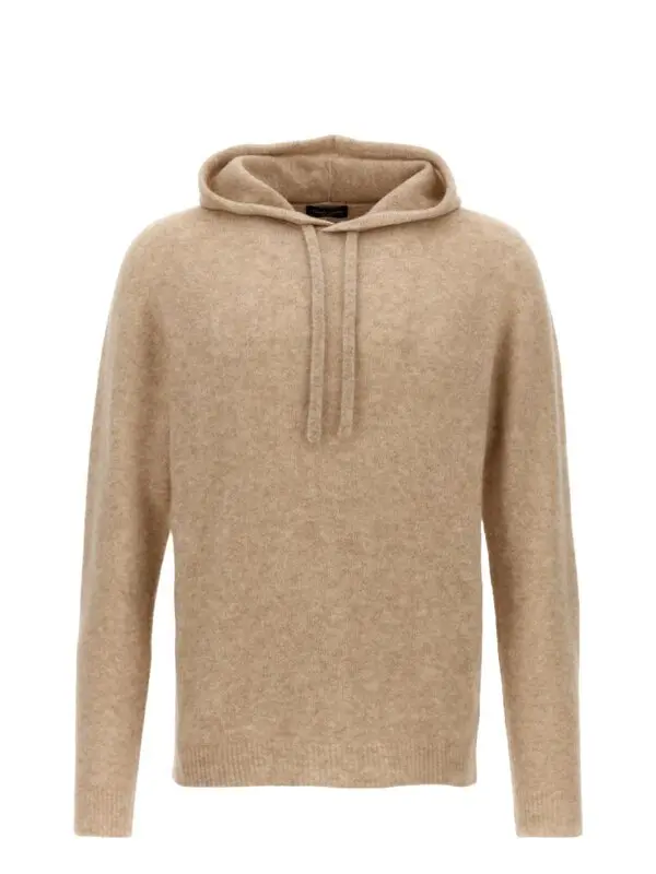 ROBERTO COLLINA Hooded Sweater With Drawstrings - Nude