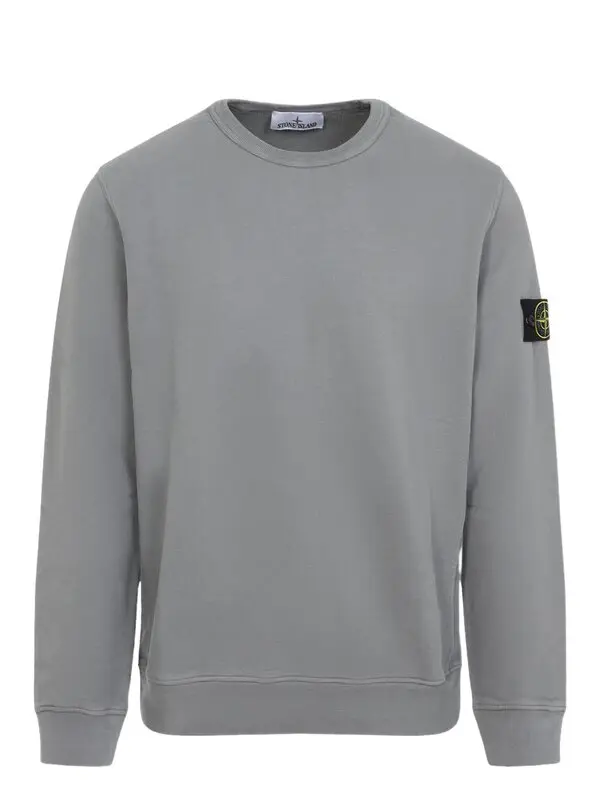 Stone Island Logo Patch Crewneck Sweatshirt - Gray