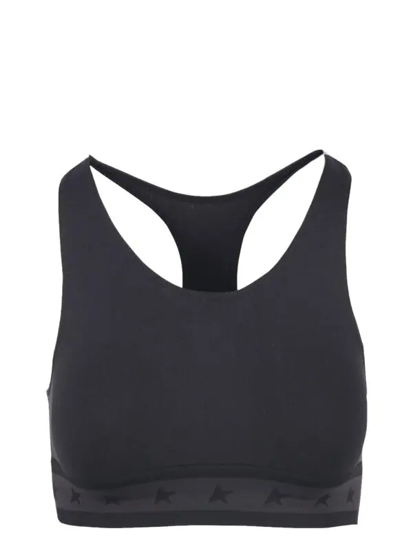 GOLDEN GOOSE Logo Waistband Sports Bra - Black