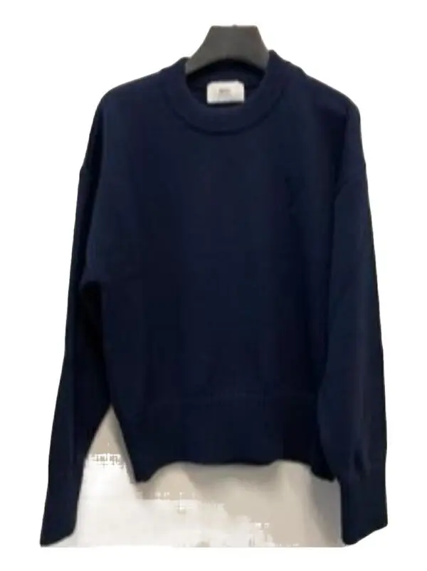 AMI Paris Logo Embroidered Crewneck Jumper - Black