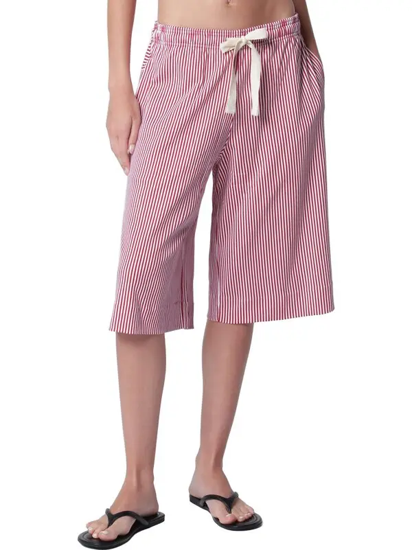 Jacquemus And White Striped Cotton Bermuda Shorts - Red