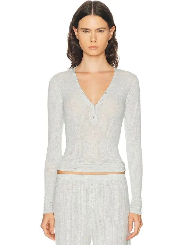 NEGATIVE UNDERWEAR Whipped Henley Top - Cloud