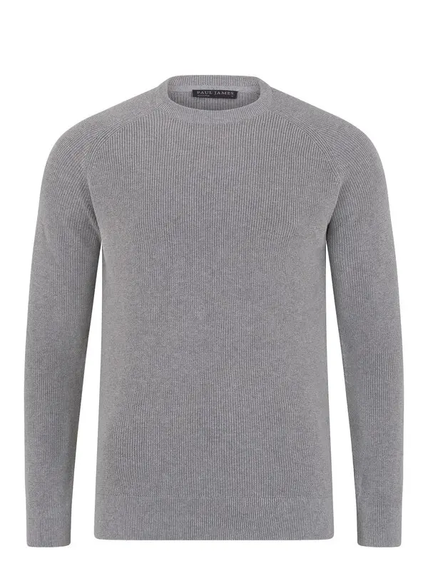 PAUL JAMES KNITWEAR Lightweight Fisherman Rib Jumper - Grey
