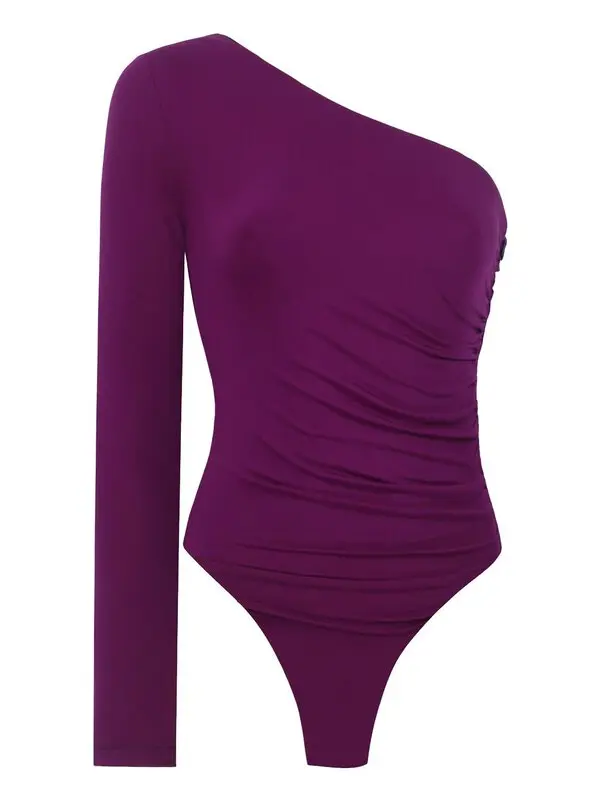 N'ONAT Nonat Alessia Asymmetric One-shoulder Bodysuit - Purple