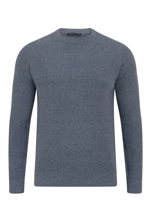 PAUL JAMES KNITWEAR Lightweight Cotton Fisherman Rib Jumper - Blue