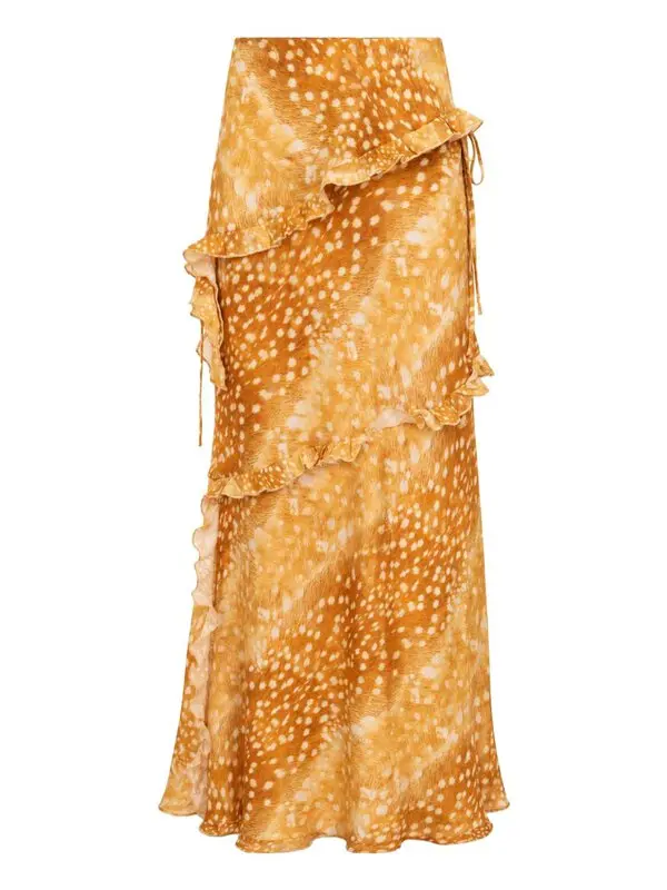 Carmen Says Animal Print Flowy Maxi Skirt - Yellow