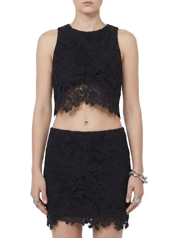 Sportmax Cropped Lace Top - Black