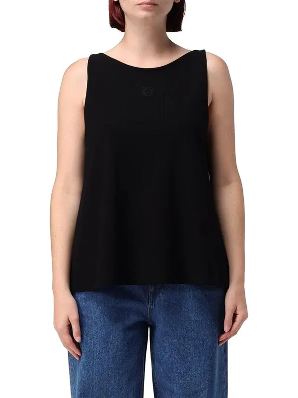 Loewe Sleeveless Viscose Crew Neck Top - Black