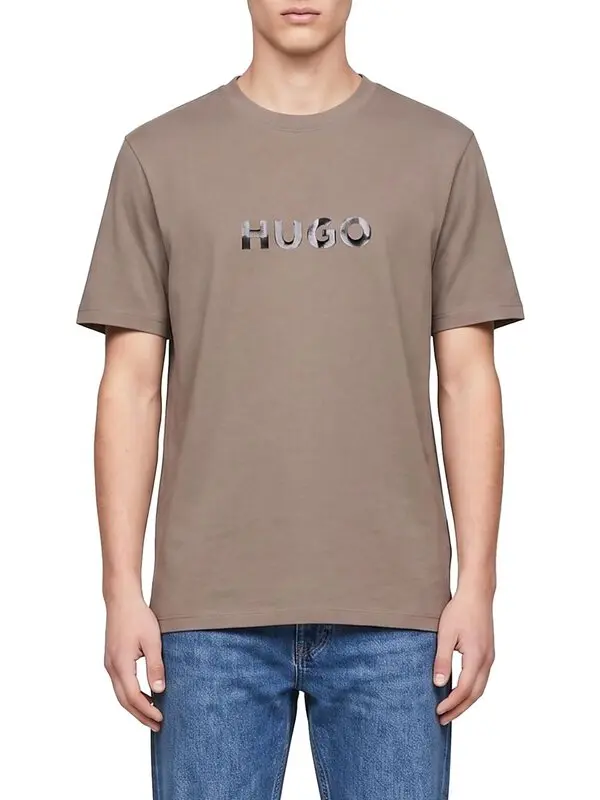 Hugo Cotton T-shirt With Logo - Brown