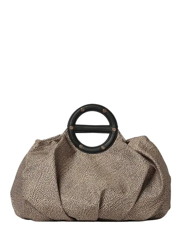 Borbonese Recycled Nylon Handbag With Double Leather Handle - Multicolor