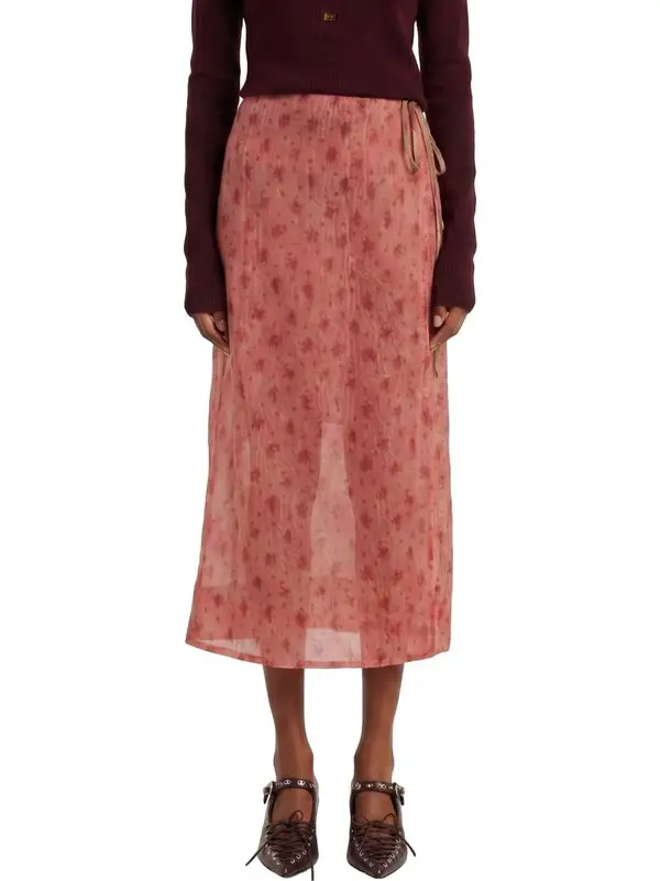 GANNI Printed Polyester Midi Skirt - Multicolor