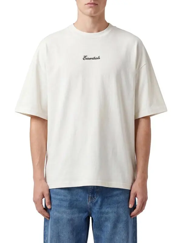 Fear Of God Signature 90's T-shirt In Cotton With Contrast Logo - Ivory