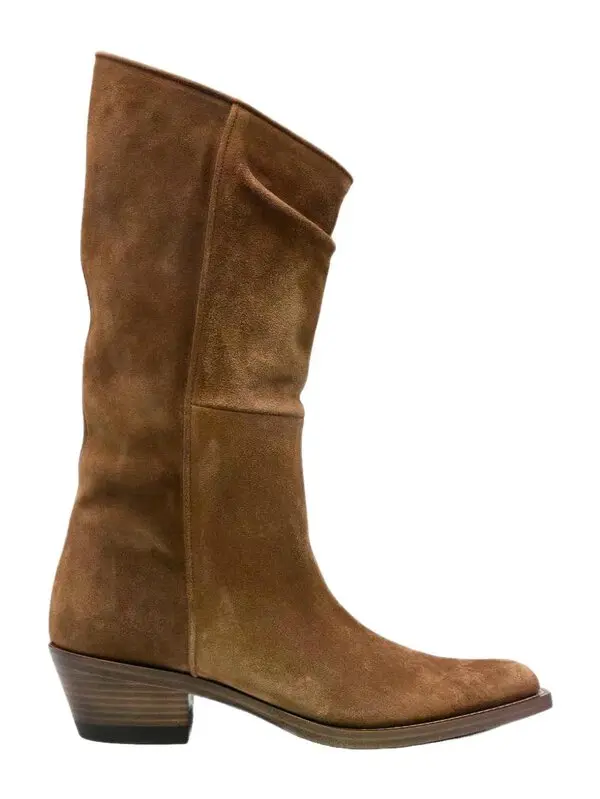 Khaite Clive Suede Cowboy Boots - Brown