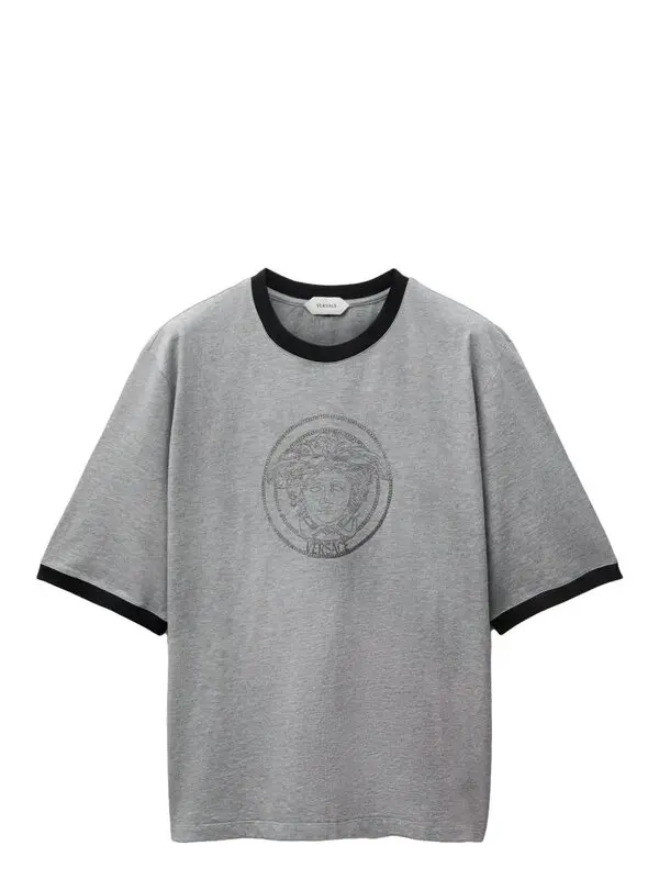 Versace Medusa Logo Cotton Jersey T-shirt - Grey
