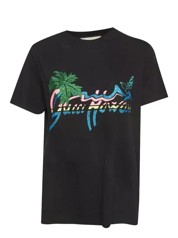 Gucci Hawaii Print Jersey T-shirt - Black