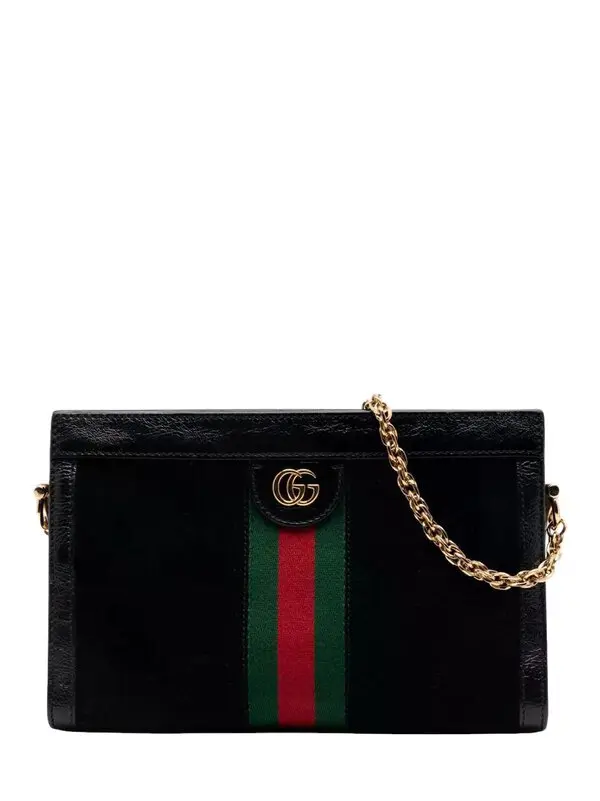 Gucci Ophidia Suede Web Chain Crossbody Bag - Black