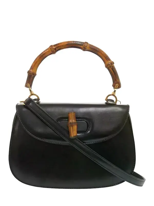 Gucci 20th Century Calfskin Bamboo Night Satchel - Black