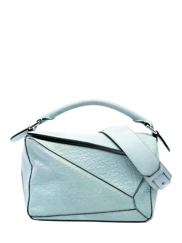 Loewe Small Anagram Embossed Calfskin Puzzle Satchel - Blue