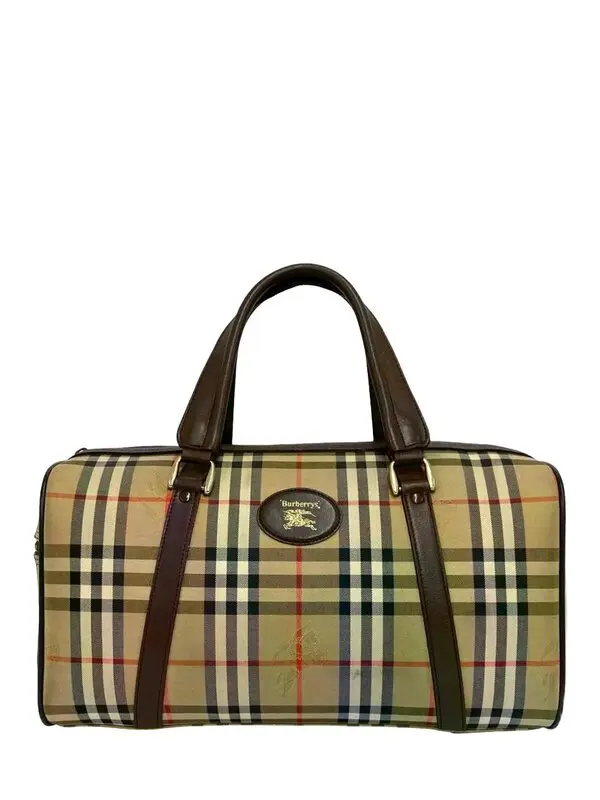 Burberry Haymarket Check Canvas Boston Bag - Neutrals