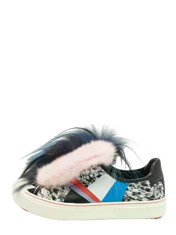Fendi Flynn Faux-fur Trimmed Sneakers - Black