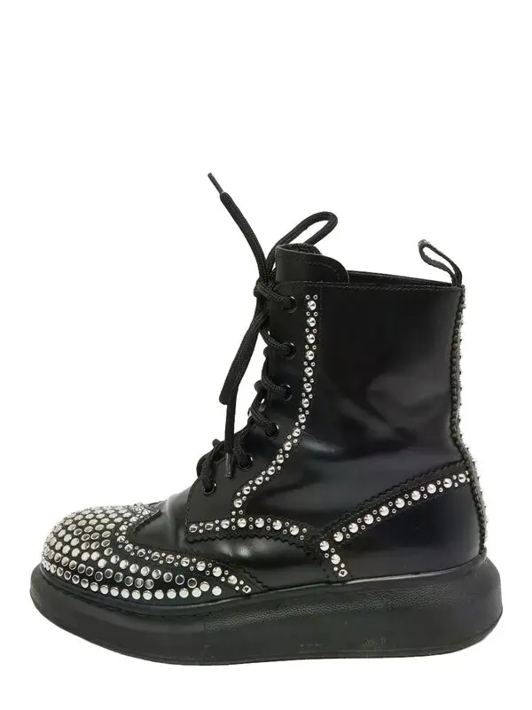 Alexander McQueen Studded Lace-up Ankle Boots - Black