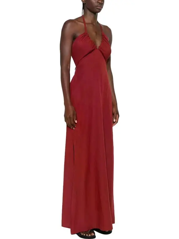 MOUTAKI Sleeveless Halterneck Maxi Dress - Red