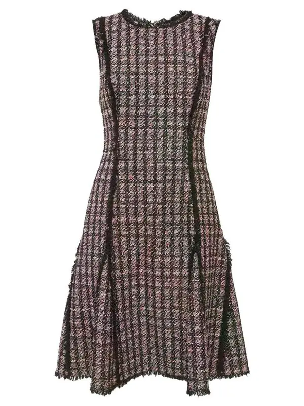 Oscar De La Renta Pink Tweed Sleeveless Dress - Black