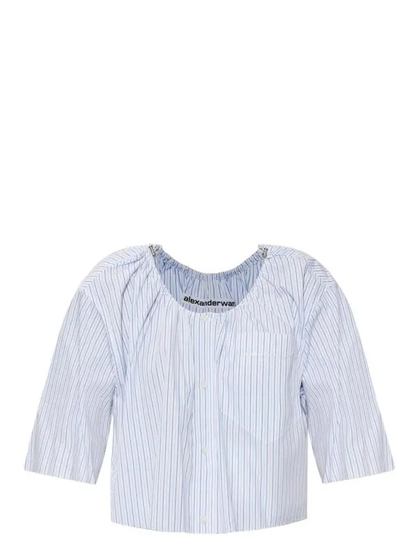 Alexander Wang Cropped Shirt With Bungee Neck - Blue