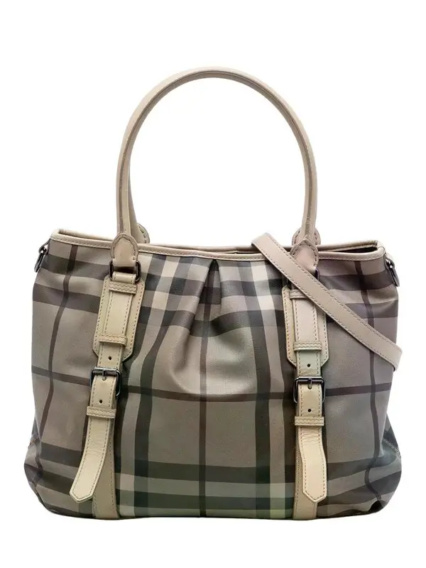 Burberry Smoked Check Coated Canvas Satchel - Neutrals