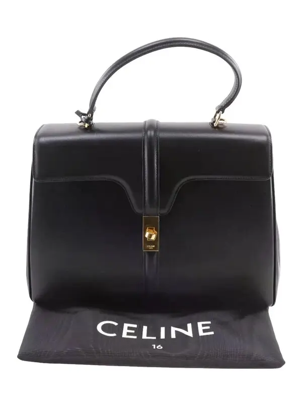 Celine Calfskin 16 Top Handle Bag - Black