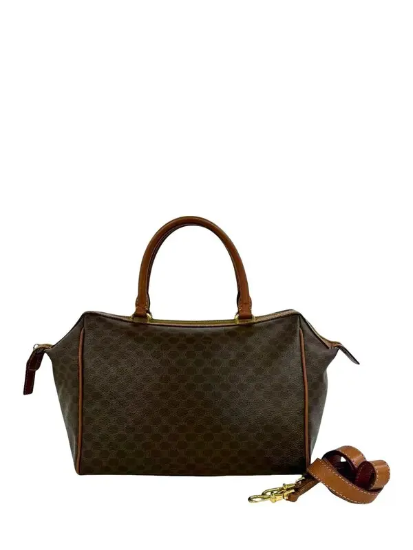 Celine Macadam Coated Canvas Satchel - Brown