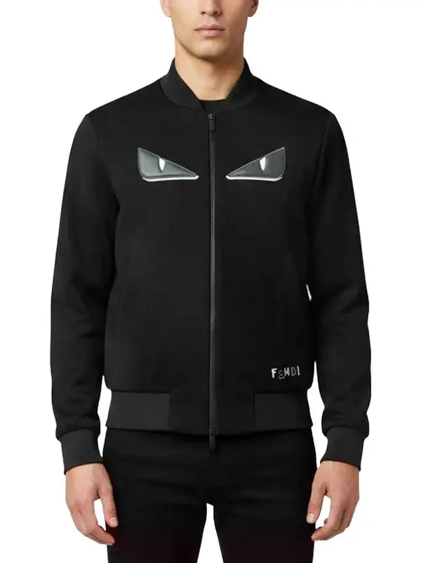 Fendi Bag Bugs Knit Bomber Jacket - Black