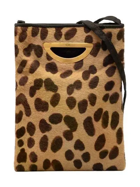 Dior 2000 Leopard Print Pony Hair Malice Crossbody Bag - Brown