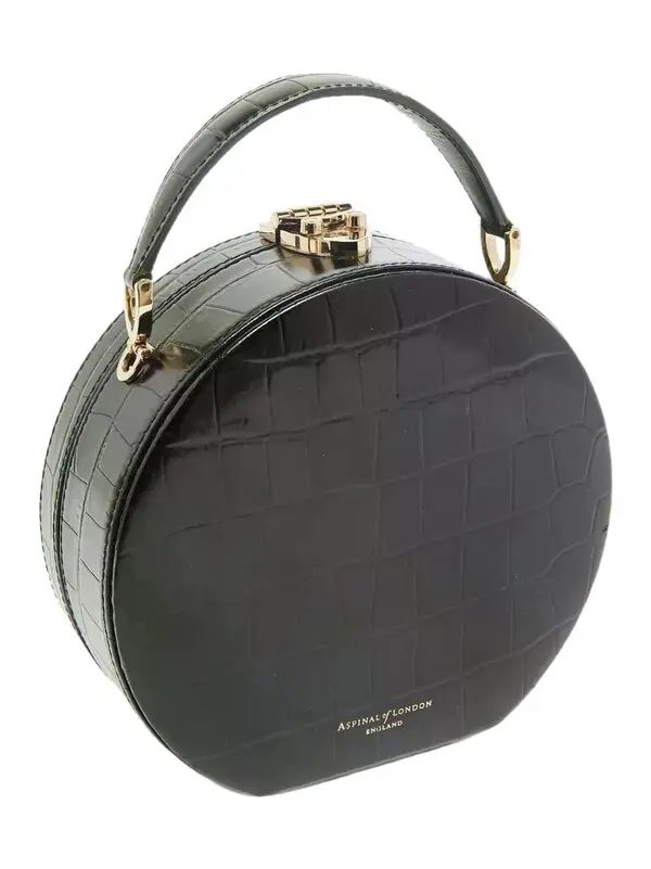 ASPINAL OF LONDON Leather Hat Box Tote Bag - Black