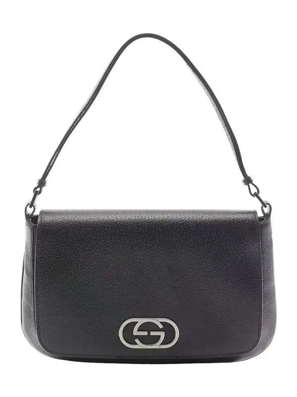 Gucci Calfskin Interlocking G Shoulder Bag - Black
