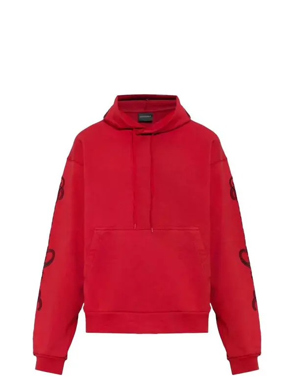 Balenciaga Logo Print Oversized Hoodie - Red