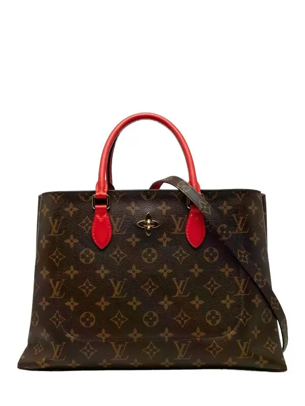 LOUIS VUITTON Monogram Flower Tote Satchel - Brown