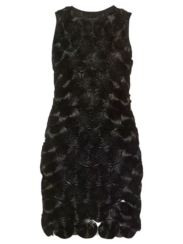 Burberry Sleeveless Rose Detail Mini Dress - Black