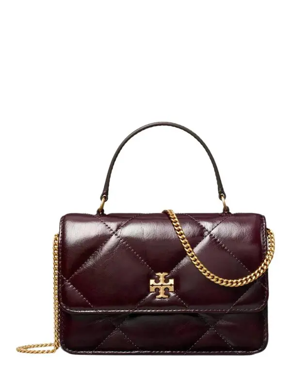 Tory Burch Mini Kira Diamond Quilt Distressed Top-handle Crossbody - Red