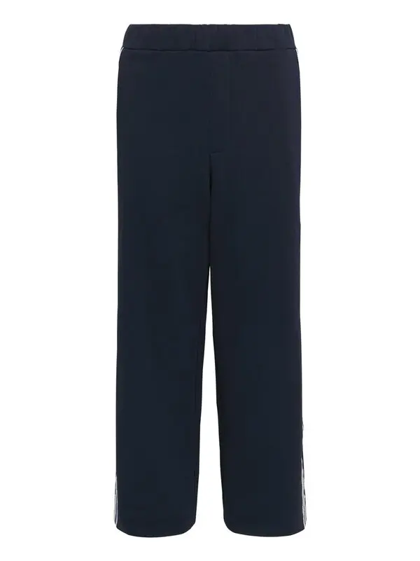 Commas Crochet Stripe Sweatpants - Navy