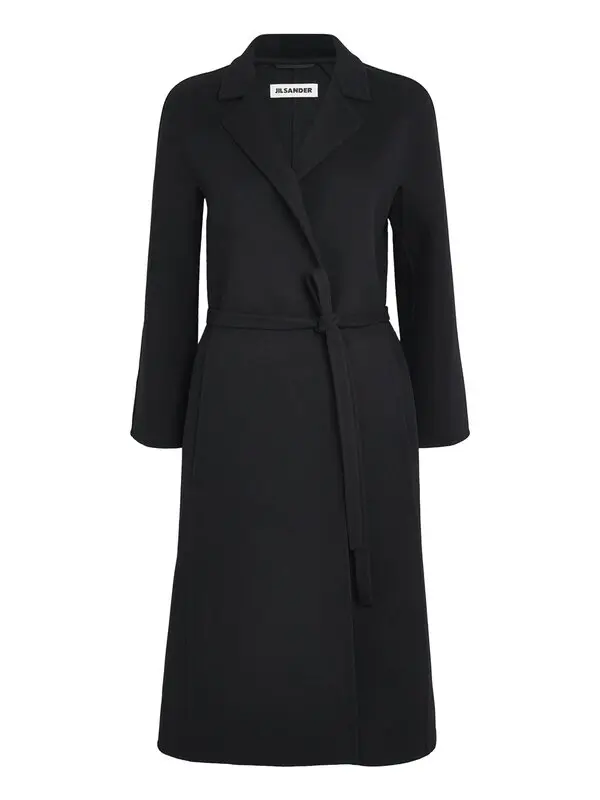 JIL SANDER Wool Belted Coat - Black