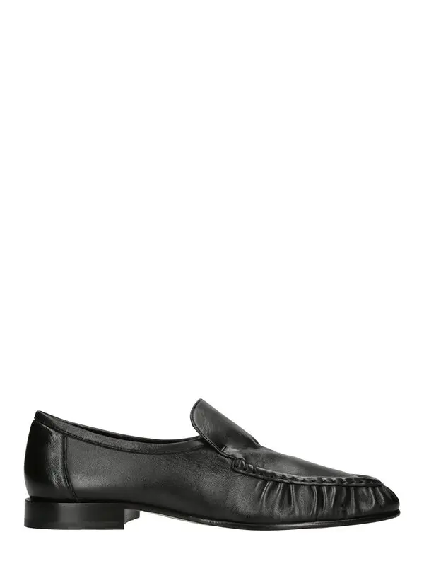 THE ROW Soft Moccasin Two Leather Loafers - Black