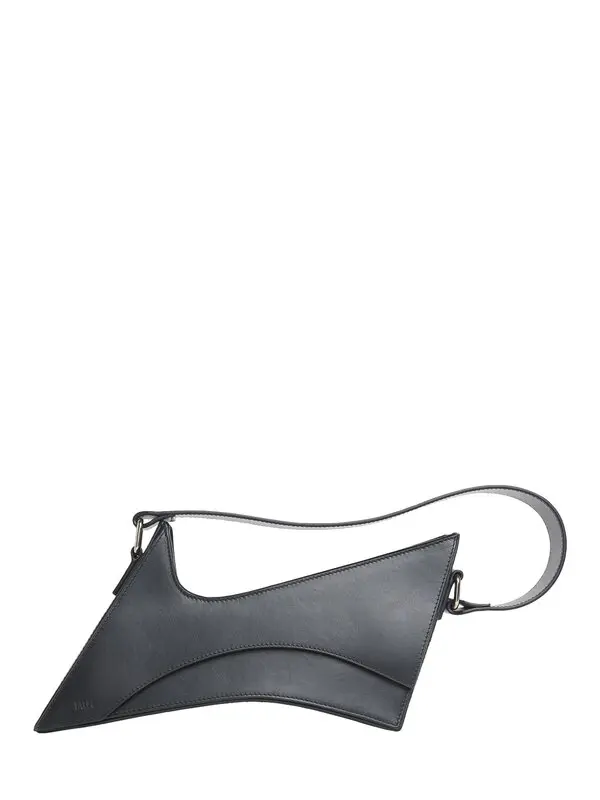 TALEL PARIS Leather Wave Shoulder Bag - Black