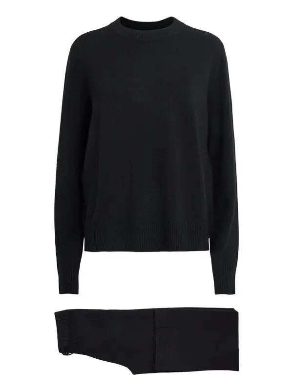 Soft Goat Cashmere Sweater And Trousers Set - Black
