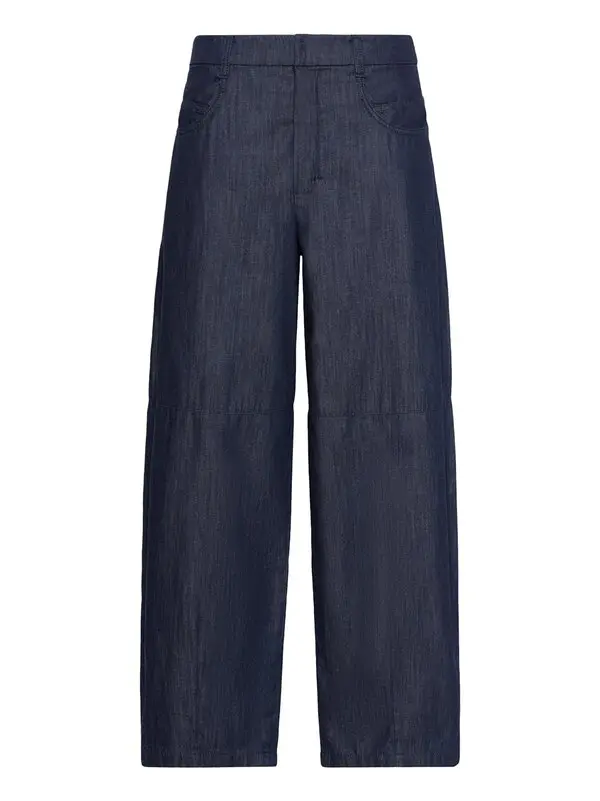 Max Mara Cropped Barrel Jeans - Navy