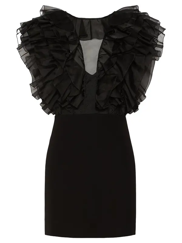 Max Mara Ruffled Mini Dress - Black