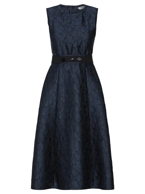 Max Mara Crystal Jacquard Midi Dress - Navy
