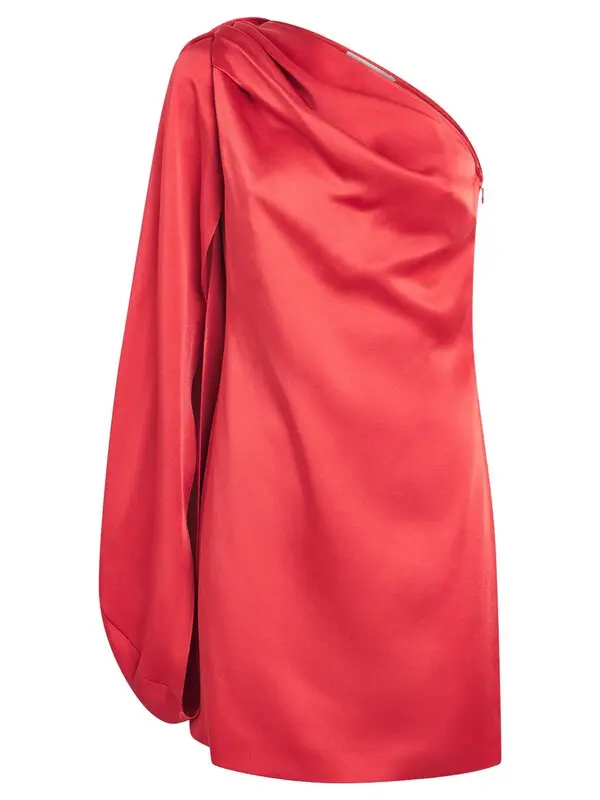 Stella McCartney Satin One-shoulder Mini Dress - Red
